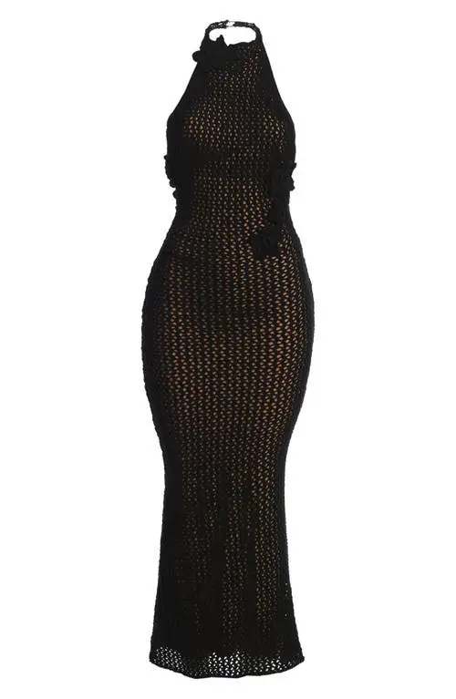 JLUXLABEL Paradise Open Stitch Crochet Halter Dress