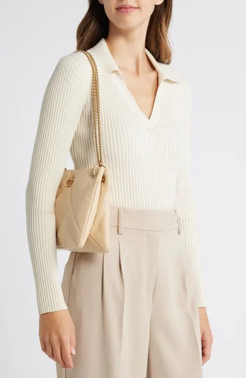Tory Burch Kira Diamond Quilted Leather Shoulder Bag - Vanilla Soft Serve