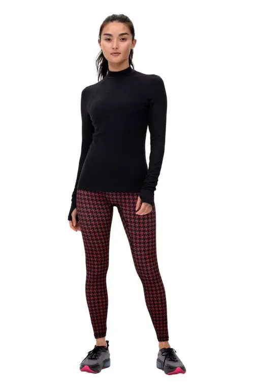 REBODY Hybrid Fleece Leggings High Waist 25 - Red/black
