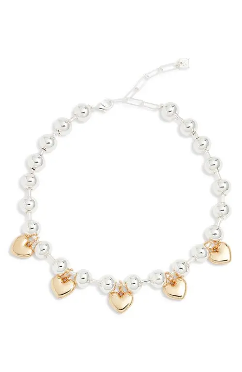 OPEN EDIT Heart Orb Collar Necklace - Silverold