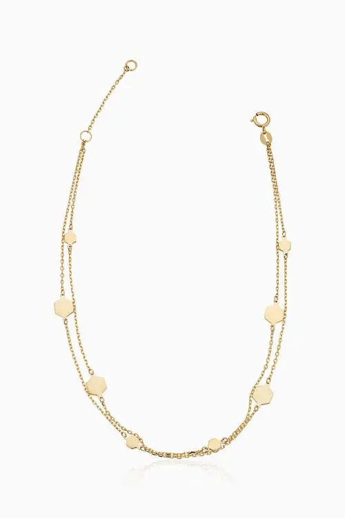 ORADINA 14k Honey Station Anklet - Yellow Gold