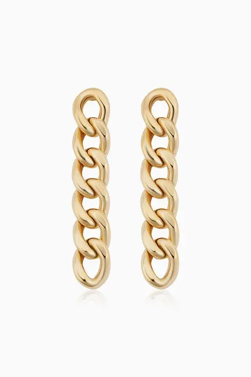 ORADINA 14k Curb Drop Earrings - Yellow Gold