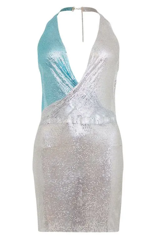 Nasty Gal Chain Mail Halter Mini Dress In Silver Blue Multi - 50% Off |  Editorialist