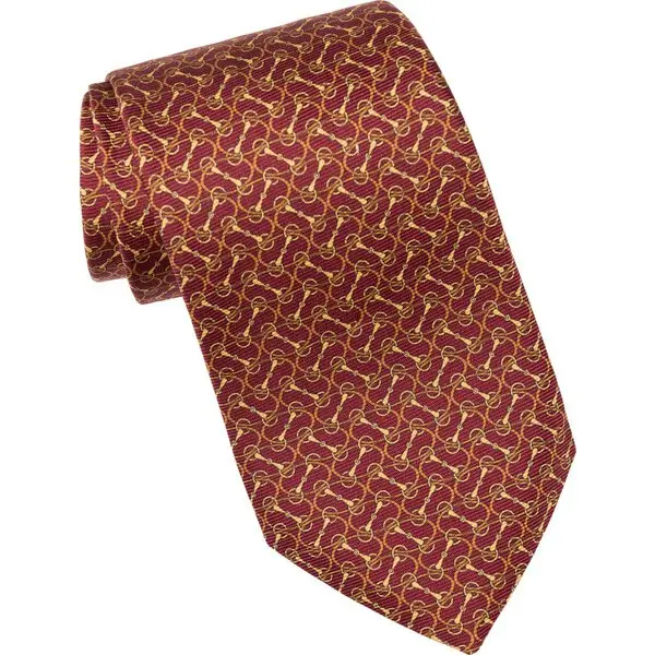 ELIZABETTA Palio Printed Neck Tie - Burgundy