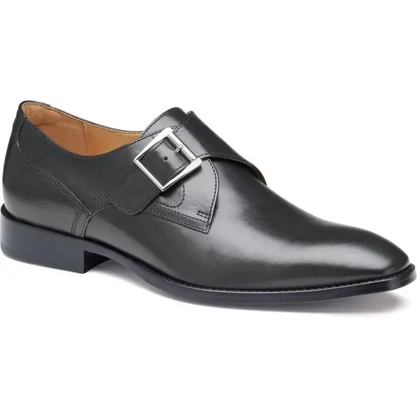 Johnston & Murphy Richland Monk Strap Shoe - Black Full Grain