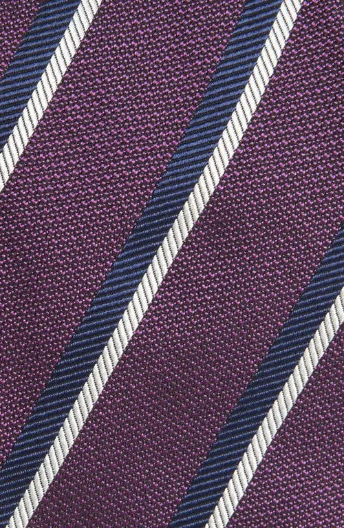 Zegna Jacquard Silk Neck Tie - Dark Purple Stripe