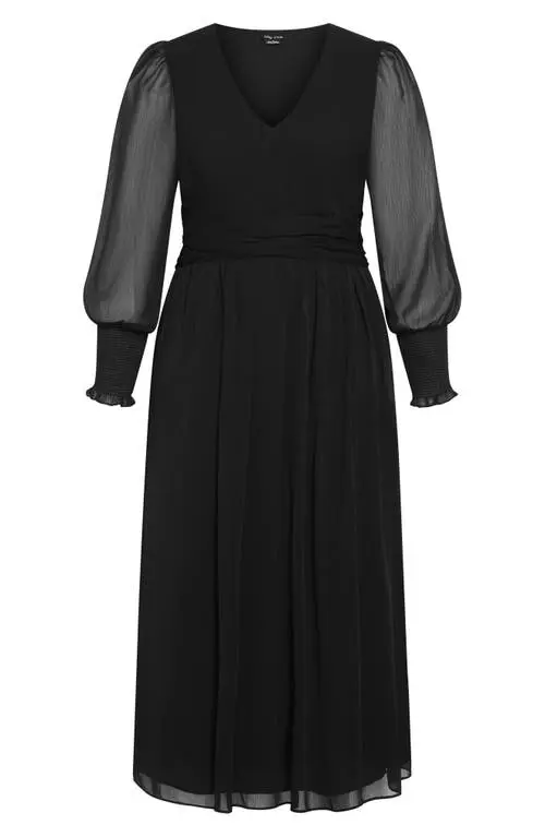 City Chic Selena Long Sleeve Chiffon Maxi Dress In Black - 60% Off |  Editorialist