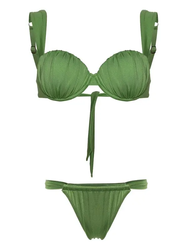 NOIRE SWIMWEAR Ruched Bikini Set - Green