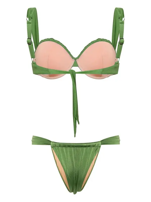 NOIRE SWIMWEAR Ruched Bikini Set - Green