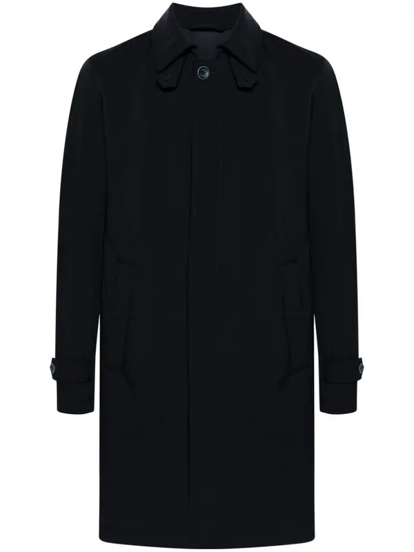 Herno Logo Plaque Coat - Blue