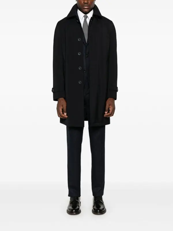 Herno Logo Plaque Coat - Blue