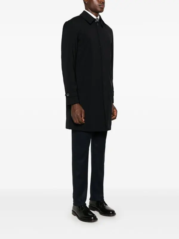 Herno Logo Plaque Coat - Blue