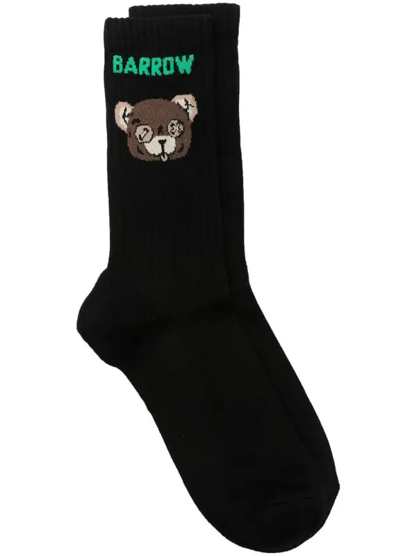 BARROW Teddy Bear-print Socks - Black