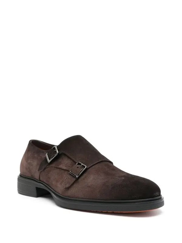 Santoni Suede Monk Shoes - Brown