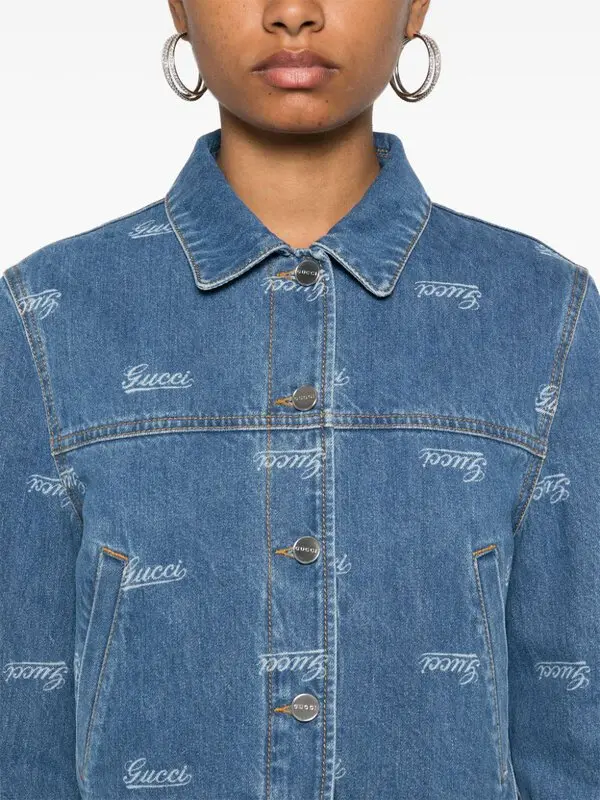 Gucci Lasered Denim Cropped Jacket In Blue - 52% Off | Editorialist