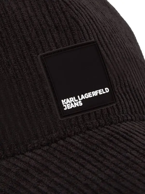 Karl Lagerfeld Box-Logo Corduroy Cap In Black - 49% Off 