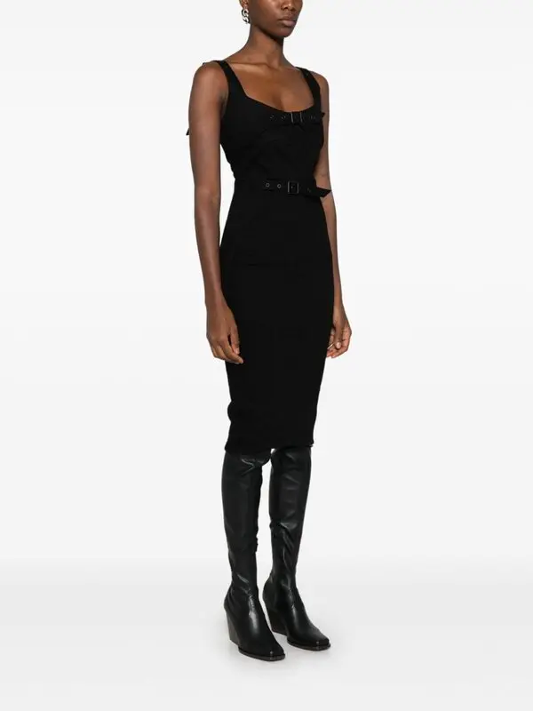 MUGLER Panelled Denim Midi Dress