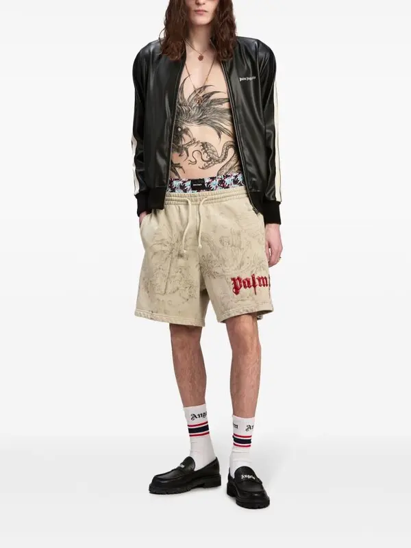 Palm Angels Graphic-print Cotton Shorts