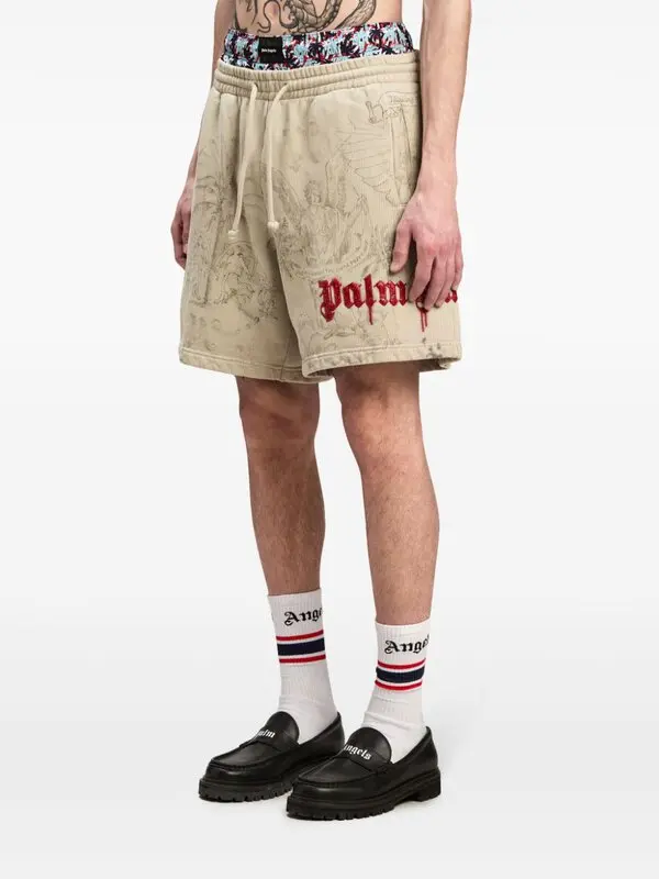Palm Angels Graphic-print Cotton Shorts