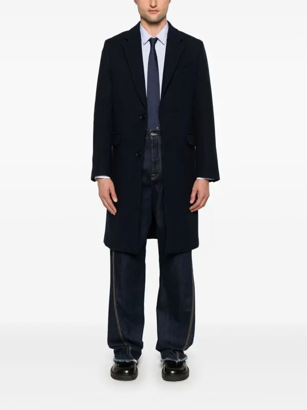 Ami Wool Single-breasted Coat - Blue