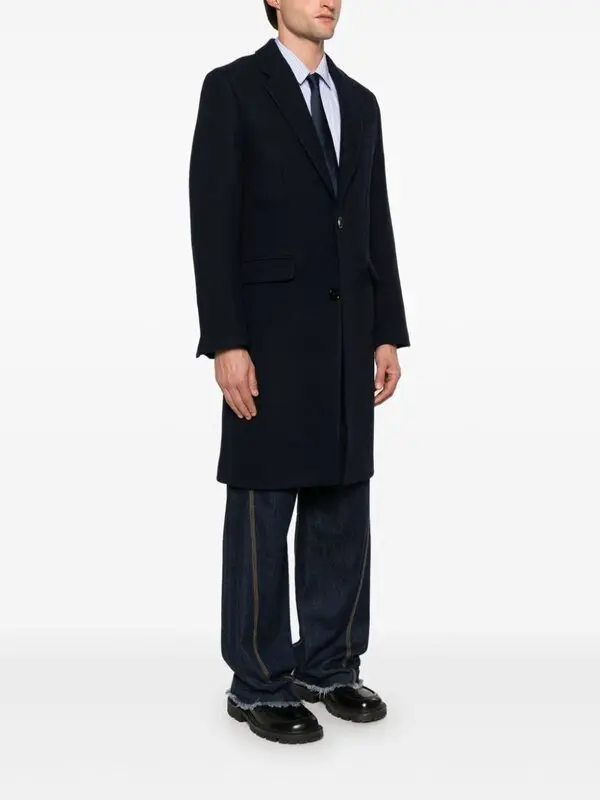 Ami Wool Single-breasted Coat - Blue