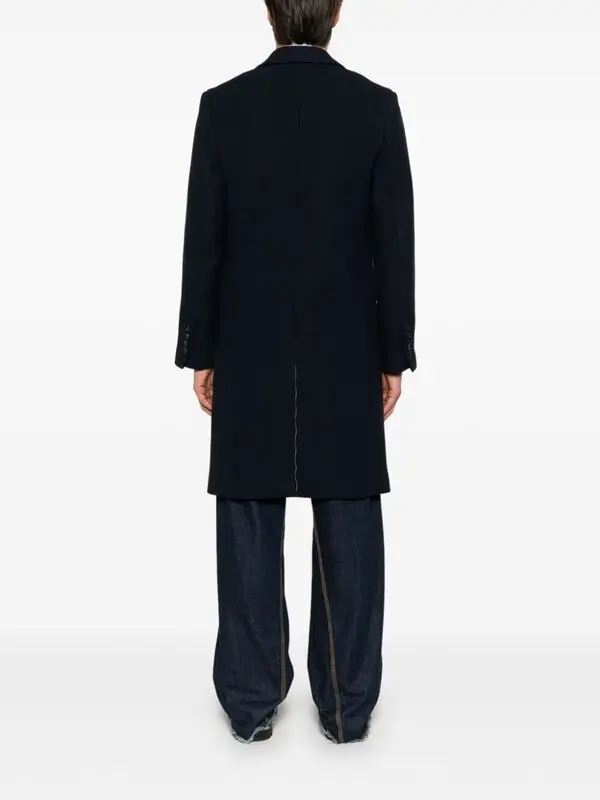 Ami Wool Single-breasted Coat - Blue