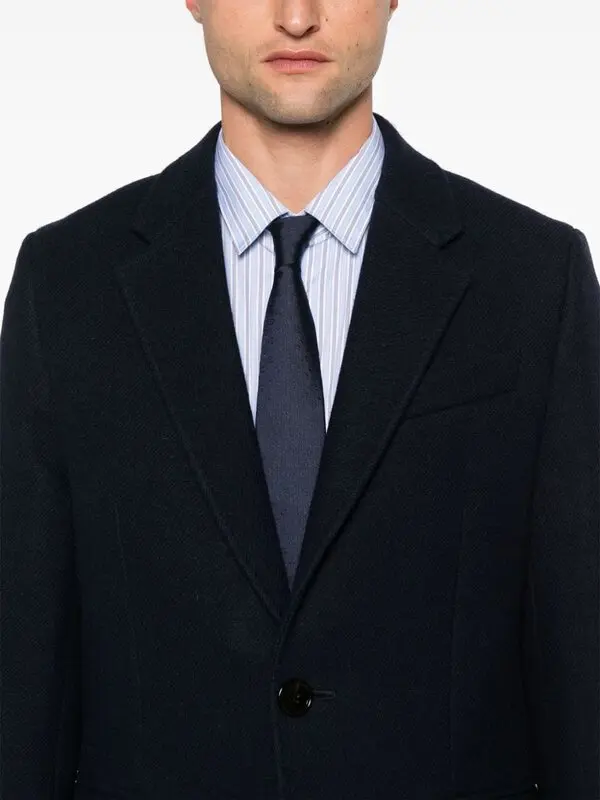 Ami Wool Single-breasted Coat - Blue