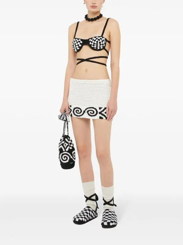 Alanui Check-pattern Crochet Bra