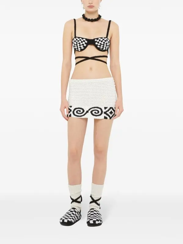 Alanui Check-pattern Crochet Bra