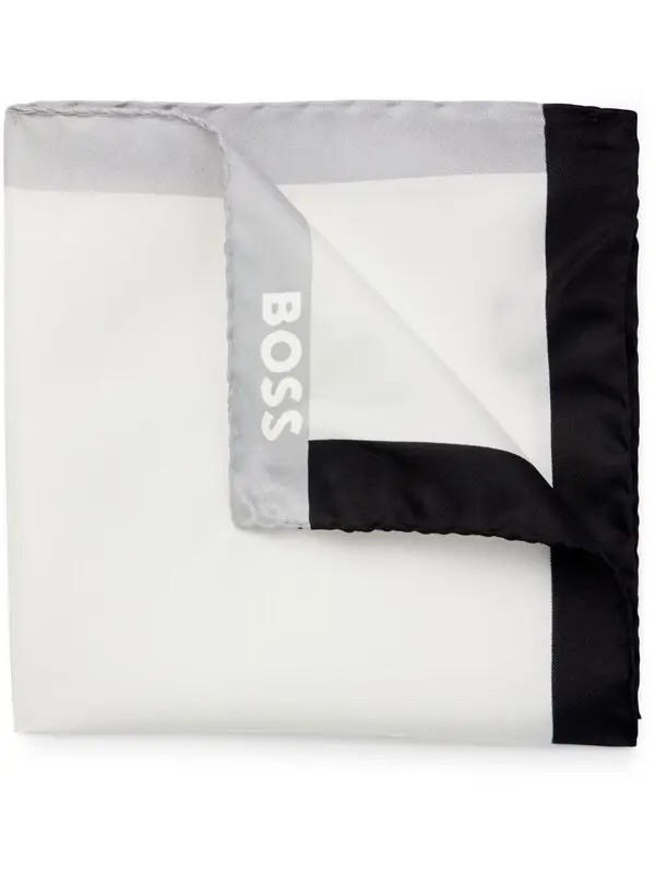BOSS Logo-print Silk Scarf - White