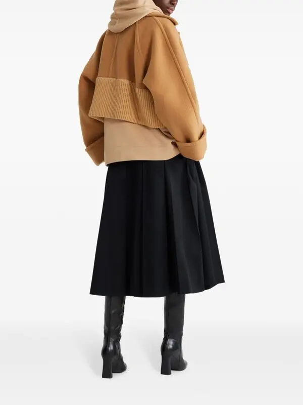 PATOU Rib-waist Cropped Coat - Brown