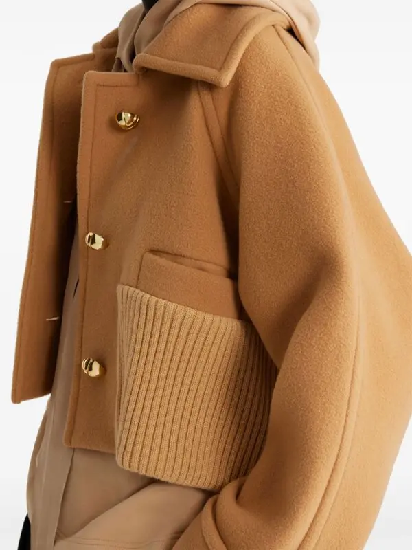 PATOU Rib-waist Cropped Coat - Brown