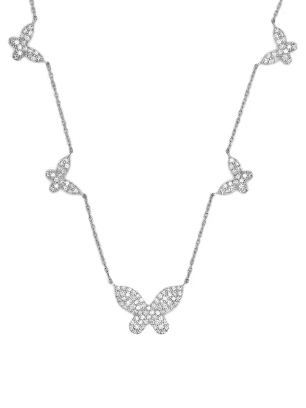 JEWELS AFICIONADO 18kt White Gold Diamond Butterfly Necklace