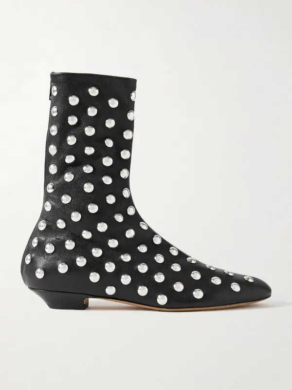 Khaite Studded Leather Ankle Boots