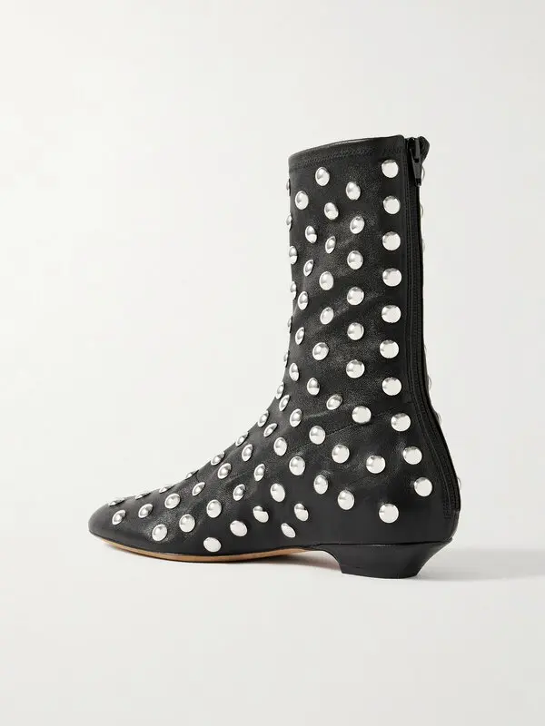 Khaite Studded Leather Ankle Boots