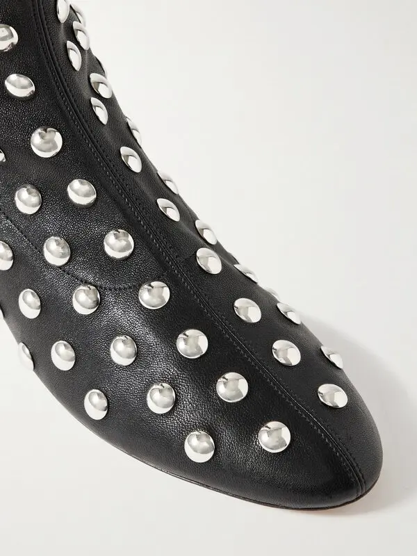 Khaite Studded Leather Ankle Boots