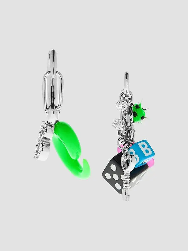 Balenciaga Pigalle Collector Earring - Silver Multicolor