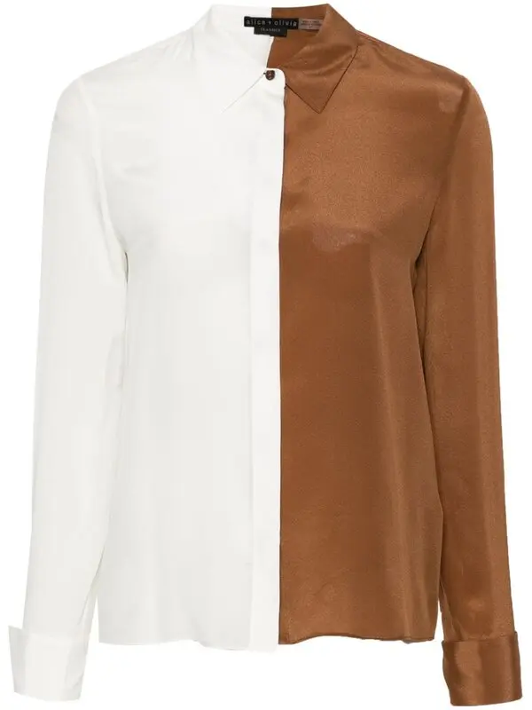Alice + Olivia Colour-block Silk Chiffon Crepe Shirt