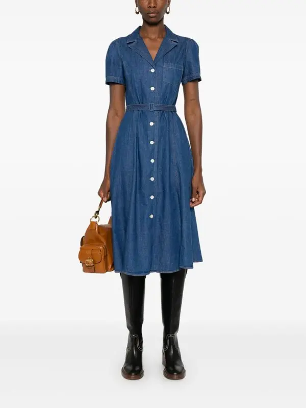 Ralph Lauren Buttoned Denim Midi Dress In Blue - 57% Off | Editorialist