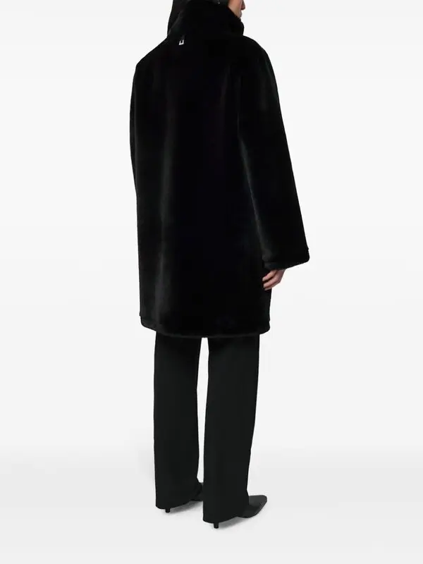 Apparis High-neck Faux Fur Coat - Black