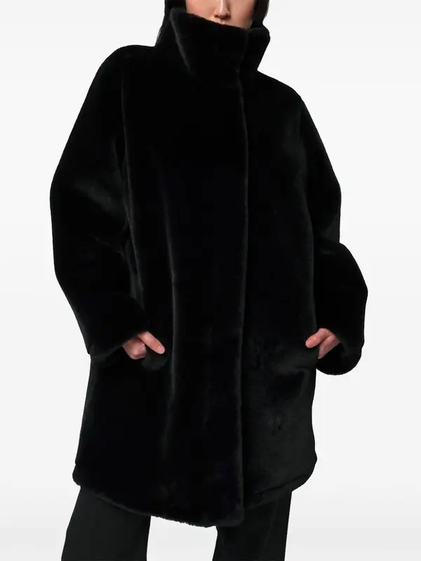 Apparis High-neck Faux Fur Coat - Black