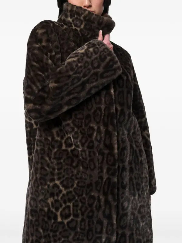 Apparis Leopard Print Faux Fur Coat - Brown