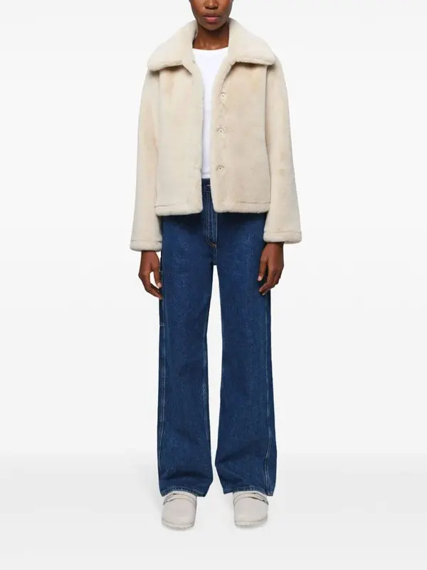 Apparis Wide-collar Faux Fur Cropped Jacket - Neutrals