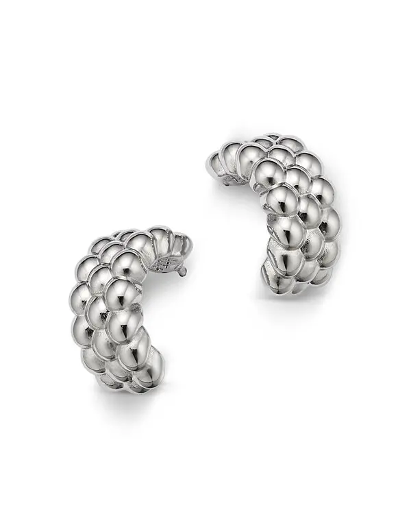 Aqua Multi Bead Half Hoop Earrings - Silver
