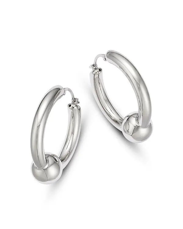 Aqua Bloomingdale's Fine Collection Ball Hoop Earrings - Silver