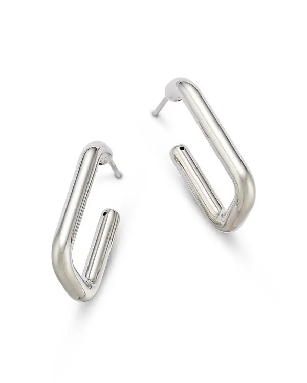 Aqua Bloomingdale's Fine Collection Rectangle J Hoop Earrings - Silver