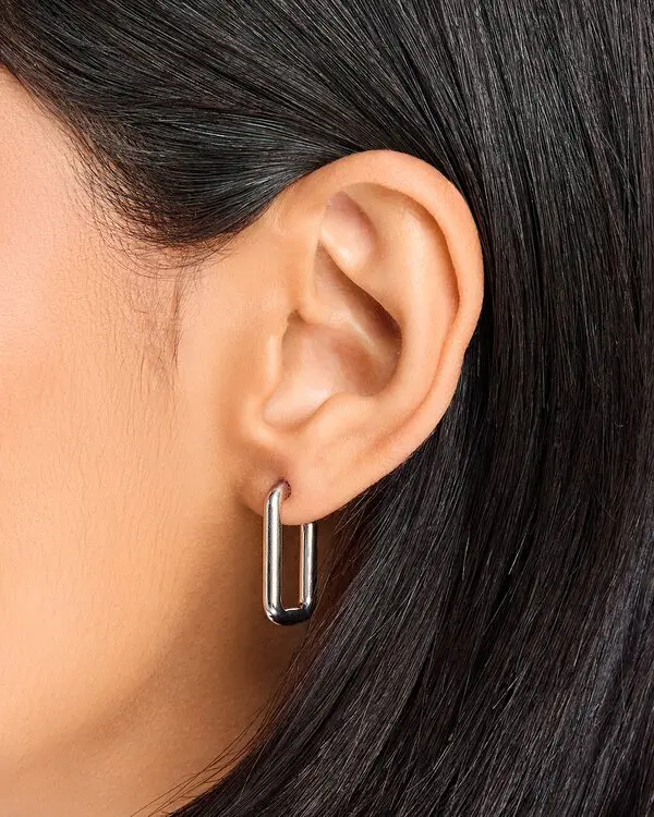 Aqua Bloomingdale's Fine Collection Rectangle J Hoop Earrings