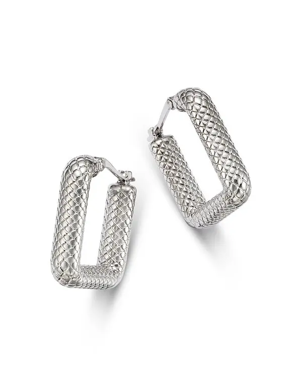 Aqua Fine Collection Sterling Square Hoop Earrings - Silver
