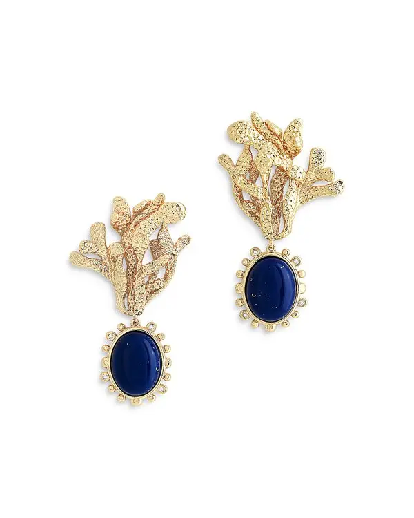 ANABEL ARAM Lapis Oval Bead Drop Earrings - Blue/gold