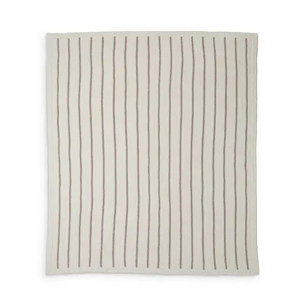 Barefoot Dreams Cozychic Pinstripe Bed Blanket, Full Queen - Pearl/taupe